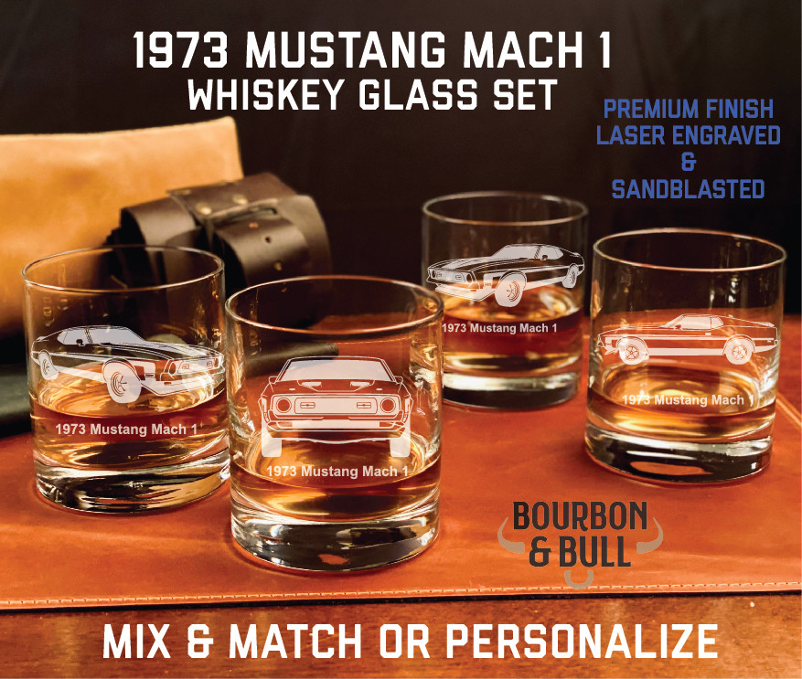 1973 Mustang Mach 1 Whiskey Glass Sets and Barware