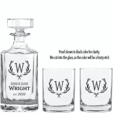 Personalized Wedding Gift - Monogram Decanter Set
