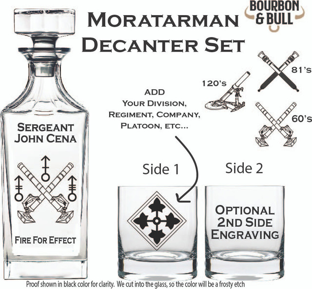USMC 0341 Mortarman Custom Whiskey Decanter Set