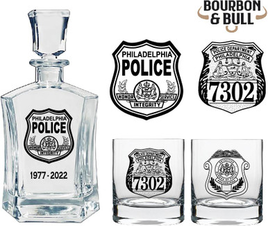 Philadelphia Police Badge Custom Whiskey Decanter Set