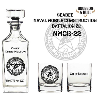 NMCB-22 Seabee Custom Whiskey Decanter Set