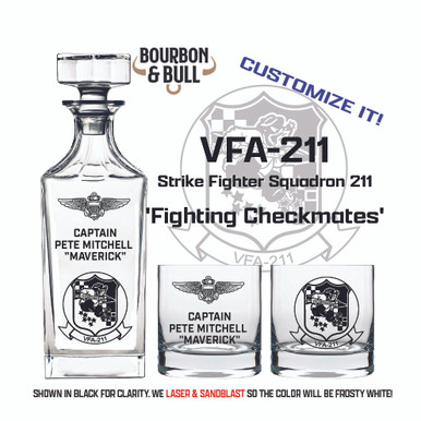 VFA-211 'Fighting Checkmates' Custom Whiskey Decanter Set