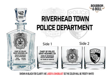 Riverhead New York Police Department Badge Whiskey Decanter Gift Set