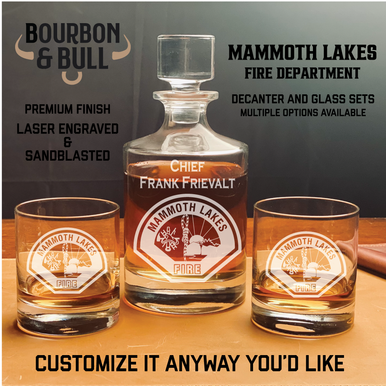 Mammoth Lakes Fire Dept Whiskey Decanter Set - Custom Firefighter Gift