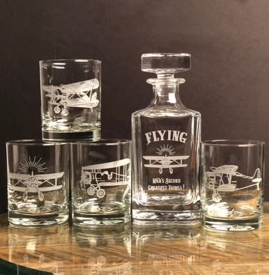 Flying Whiskey Decanter Set - Man's second greatest thrill!