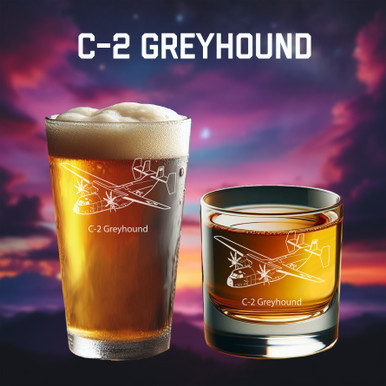 Navy C-2 Greyhound Engraved Glassware Gift