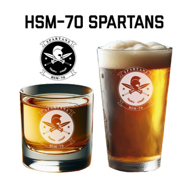HSM-70 Squadron Engraved Glassware Gift - Official Merchandise