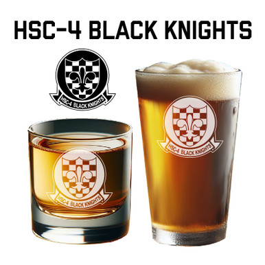 HSC-4 Black Knights Navy Squadron Engraved Glassware Gift