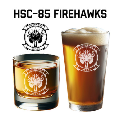 HSC-85 Firehawks Navy Squadron Engraved Glassware Gift