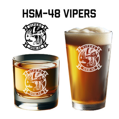 HSM-48 Vipers Navy Squadron Engraved Glassware