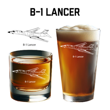 B-1 Lancer USAF Aircraft Engraved Glassware