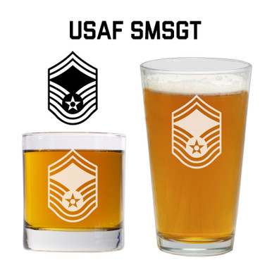 USAF Senior Master Sergeant SMSgt Engraved Glassware