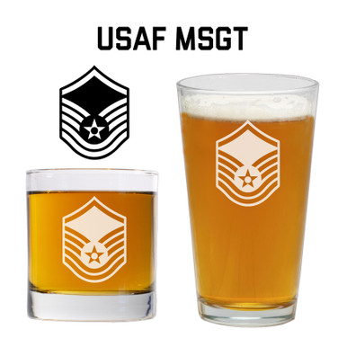 USAF Master Sergeant MSgt Engraved Glassware