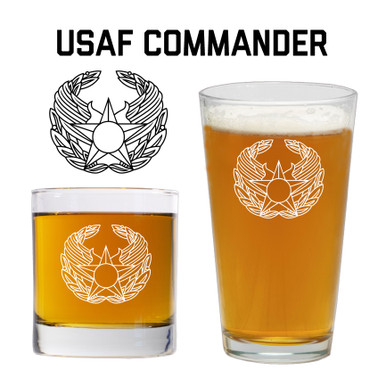 USAF Commander Duty Badge Engraved Glassware