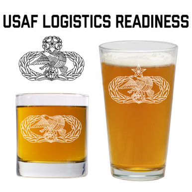 USAF Logistics Readiness Badge Engraved Glassware