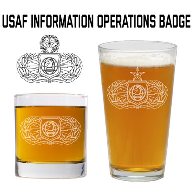 USAF Information Operations Badge Engraved Glassware