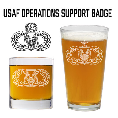 USAF Operations Support Badge Engraved Glassware