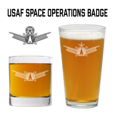 USAF Space Operations Badge Engraved Glassware