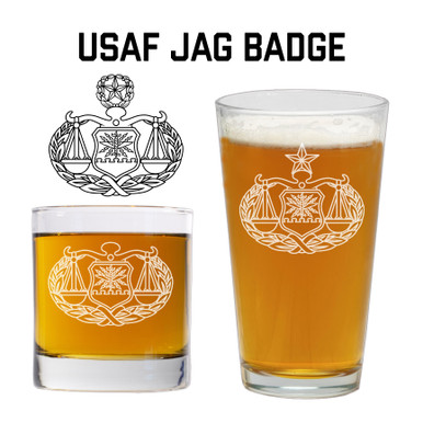 USAF Judge Advocate General JAG Badge Engraved Glassware