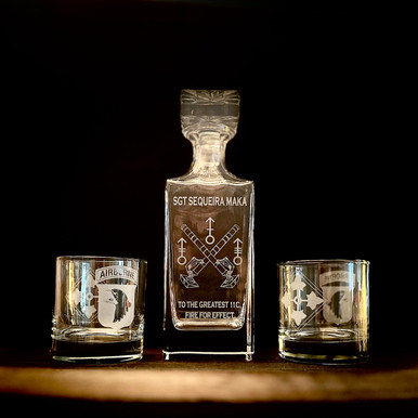Custom US Army Mortar-man Whiskey Decanter Set