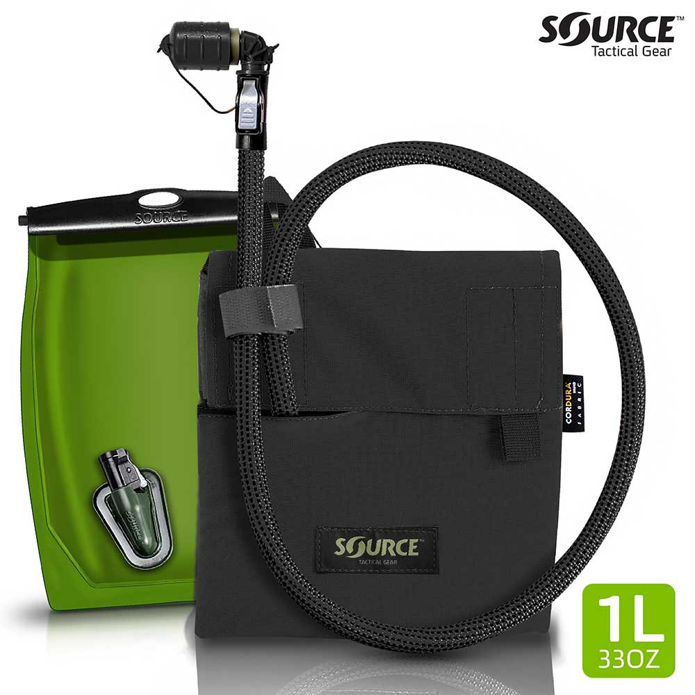 Source Kangaroo 1 Liter Bladder w/ Pouch Black Collapsible Canteen 33 oz