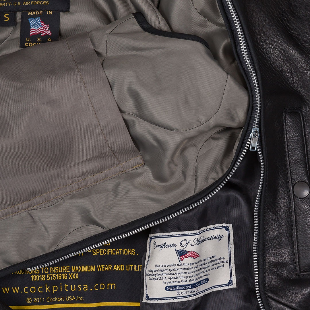 Cockpit USA B-15 Leather Flight Jacket W/ Removable Liner USA Made