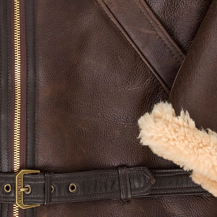 Cockpit USA R.A.F. Sheepskin Bomber Jacket Brown Leather USA Made
