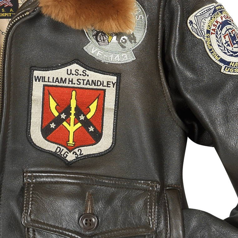 Cockpit USA Women's Top Gun Flight Jacket Brown With Patches USA Made
