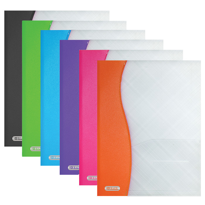 BAZIC Two Tone 2-Pocket Poly Portfolio