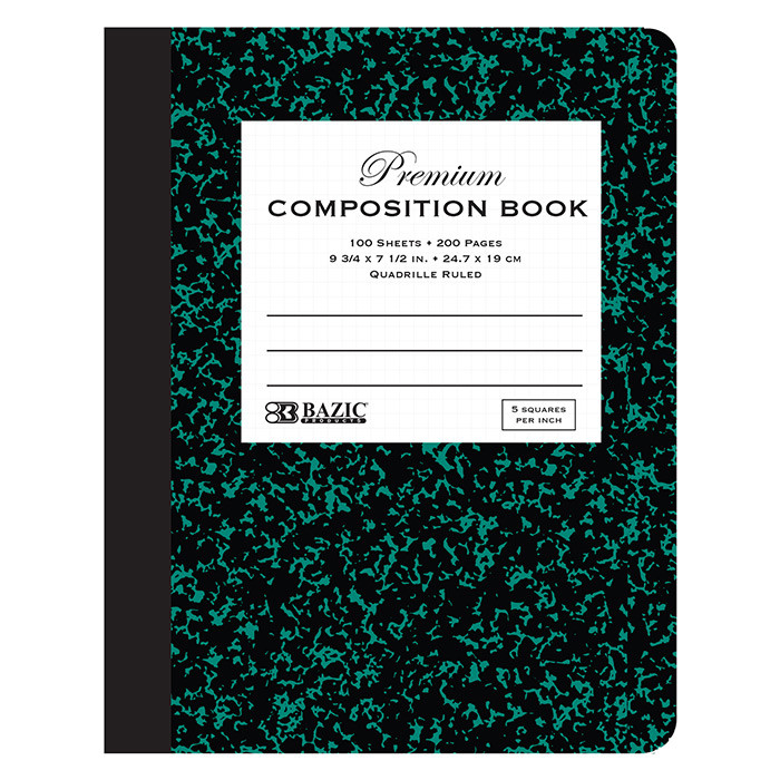 BAZIC 5-1" Quad-Ruled 100 Ct. Premium Marble Composition Book