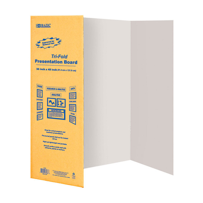 BAZIC 36" X 48" White Tri-Fold Corrugated Presentation Board