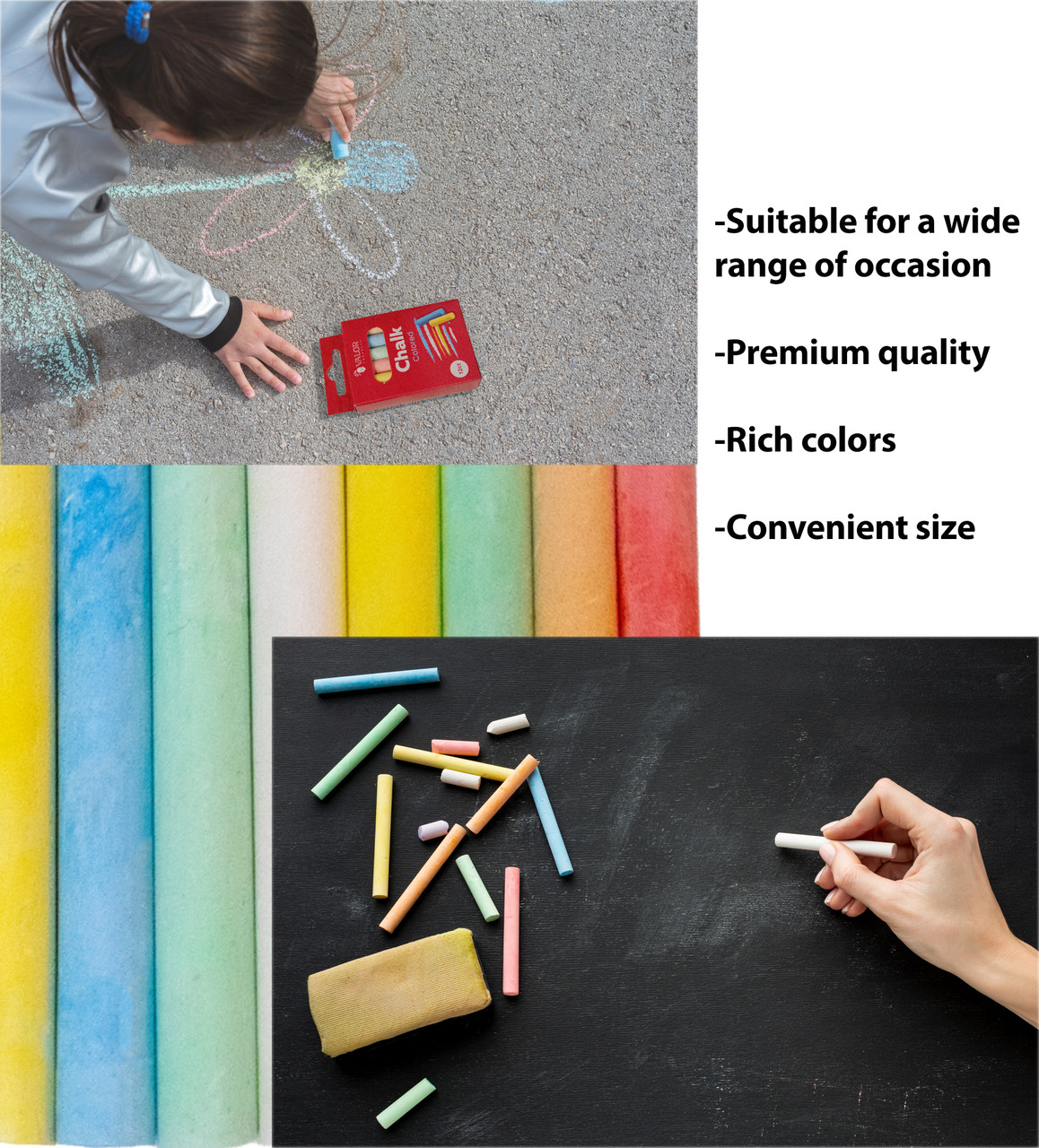 Valor Products Premium Quality 12CT Assorted Colored Chalk