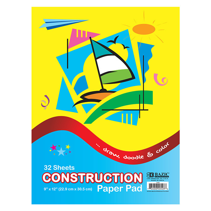 BAZIC 9" x 12" Construction Paper Pad, 32 Sheets