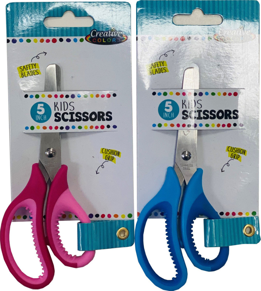 Scissors - 5 Inch - Coushin Grip - Blunt Tip - Assorted Colors