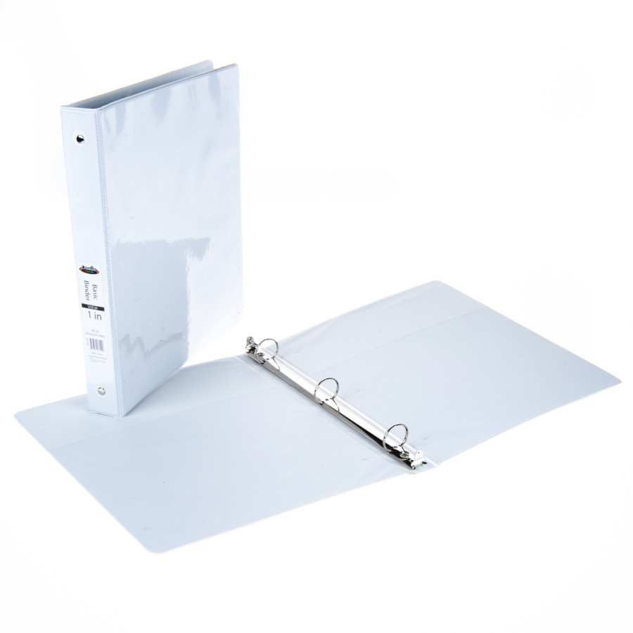 1" View Binder - Inner Pockets - 3 Way View - White