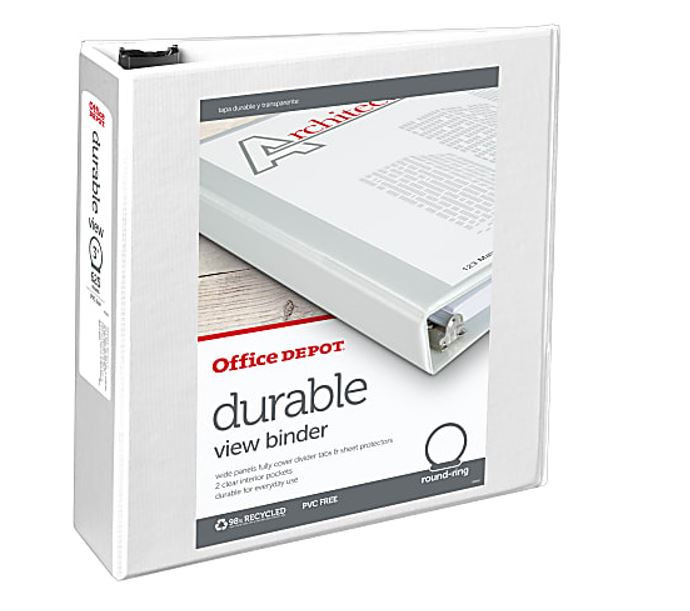 Binder - 3 Inch - View - D-Ring - White - Inner Pockets