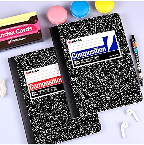 Composition Notebooks, Wide Ruled, 9-3/4" x 7-1/2", Black Marble Covers ...