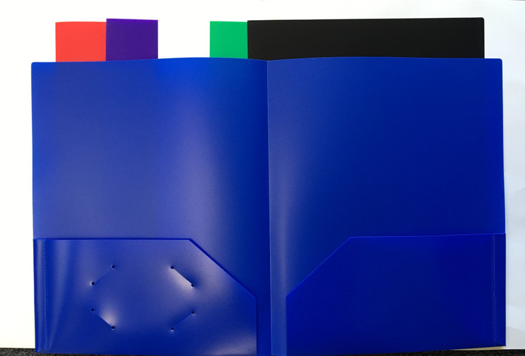 Solid Assorted Colors 2-Pockets Poly Portfolio