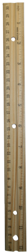 Creative Colors Wood Ruler - 12 Inch - Binder Holes