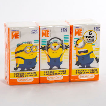 Pocket Tissue 6Pk Minions 2 Ply White