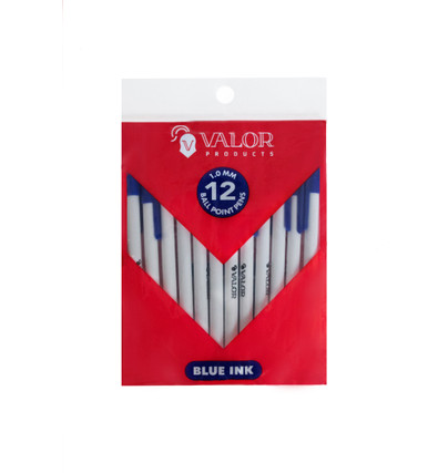 Valor Products 12CT Ball Point Blue Stick Pens