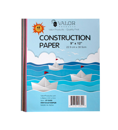 Valor Products Construction Paper – 9" x 12" (22.9 x 30.5 cm) – 48-Pack ...