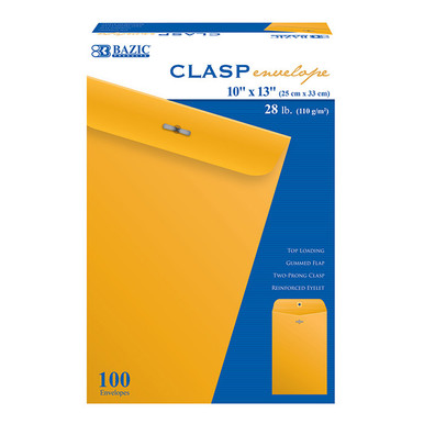 BAZIC 10" X 13" Clasp Envelope (100/Box)