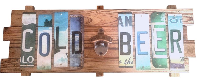 COLD BEER Cut License Plate Strip Sign - Sporty Crafts