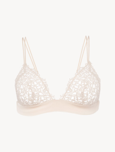 Rose Beige triangle bra with macramé
