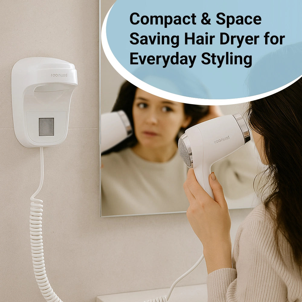 Roomwell UK 1600W Wall Mount Hair Dryer with Night Light