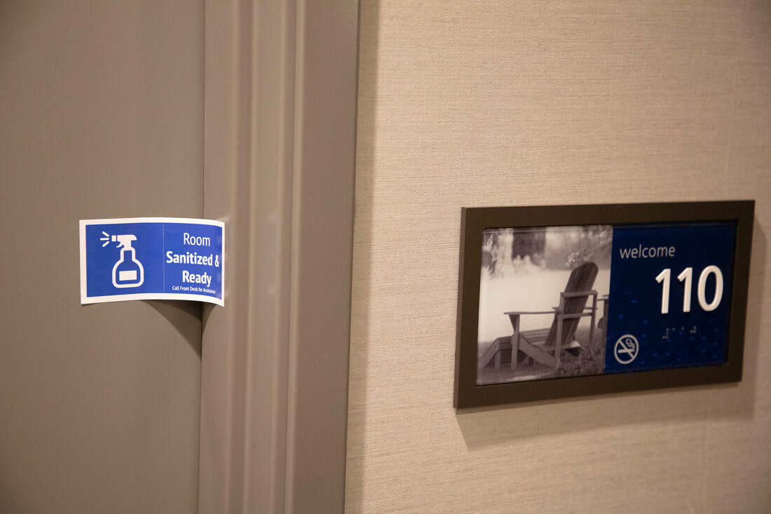 ROOM SANITIZED AND READY DOOR | SAFETY SEAL | BLUE | 100 PACK