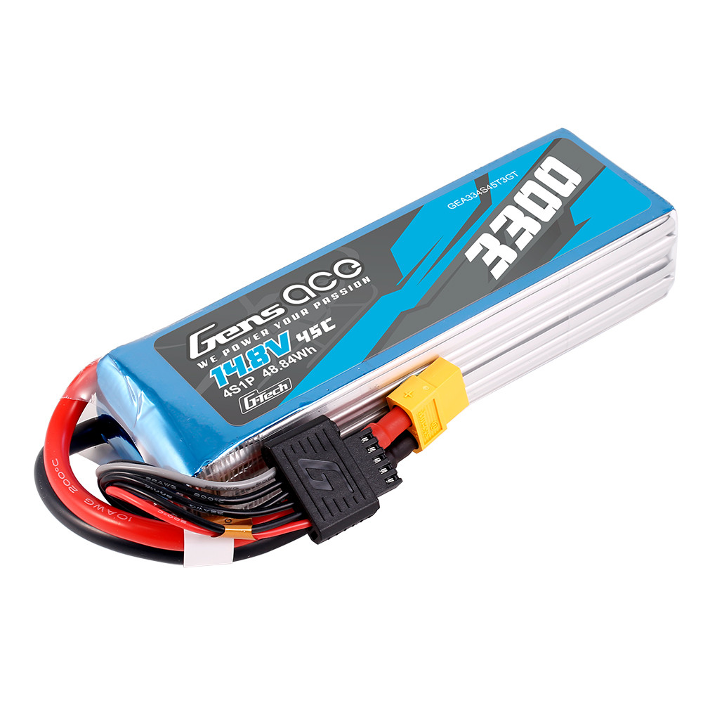 Gens ace 3300mAh 4S 45C 14.8V G-tech Lipo Battery Pack with EC3 and ...