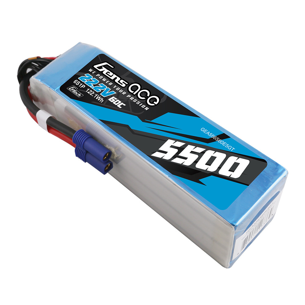 Gens ace 5500mAh 6S 60C 22.2V G-tech Lipo Battery Pack with EC5 Plug