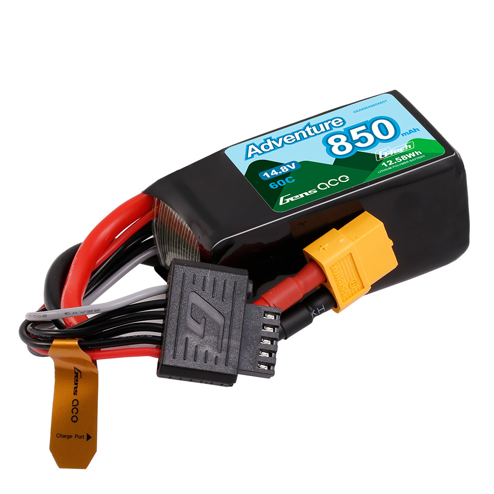 Gens ace 850mAh 4S 14.8V 60C Adventure Series Lipo Battery Pack with ...